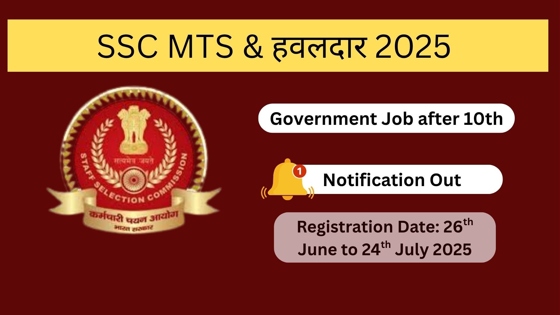 Govt Job Alert for 10th Pass – SSC MTS Recruitment 2025 (Apply Online ...